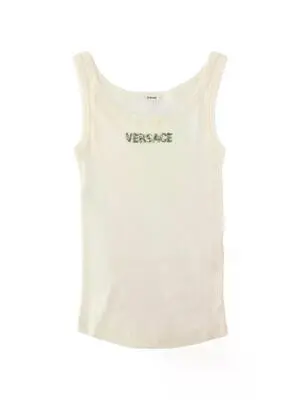 Versace Crystal-embellished Ribbed Tank Top - Neutrals