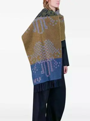 Henrik Vibskov Cross Stitch Fringed Scarf - Brown