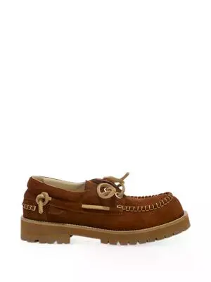Moschino Whipstitch Lug-sole Boat Shoes - Brown