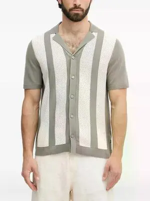 JOOP! Galvo Striped Pointelle-knit Shirt - Green