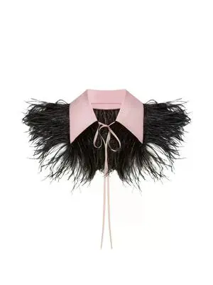 La DoubleJ La Scala Feather-trim Collar - Black