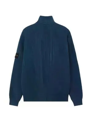Stone Island Logo-patch Ribbed-knit Zip-fastening Cardigan