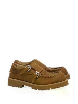 Moschino Buckle-strap Whipstitch Boat Shoes - Brown