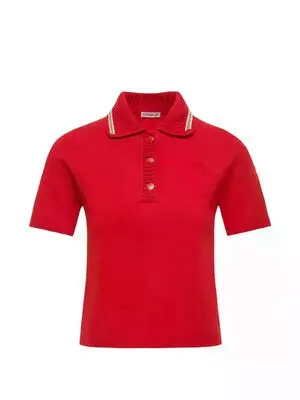 Moncler Cotton Knit Polo Shirt - Red