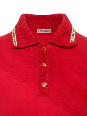 Moncler Cotton Knit Polo Shirt - Red