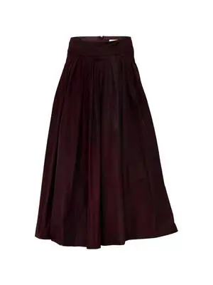 Max Mara Romina Pleated Taffeta Midi Skirt - Red