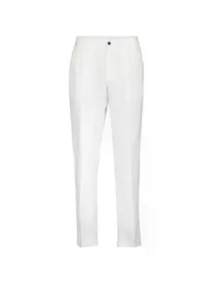 04651 HANDELSGESELLSCHAFT MBH & CO. KG Pleated Linen Trousers - White