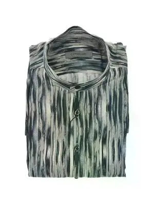 Corneliani Patterned Mandarin-collar Shirt - Blue