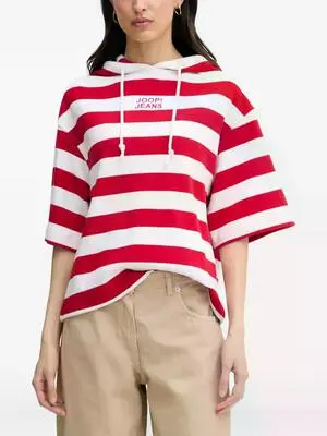 JOOP! Timira Striped Drawstring Hoodie - Red