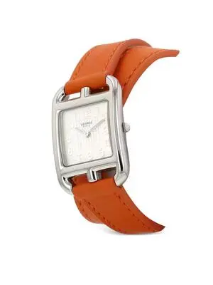 Hermès Cape Cod 23mm Watch With Silver-tone Dial And Leather Strap - White