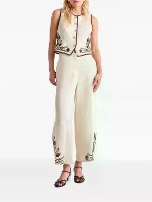 Marella Mlldolce Embroidered Linen Trousers