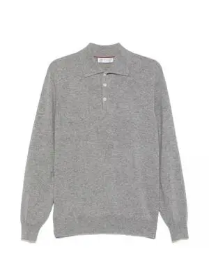 Brunello Cucinelli Long-sleeve Polo Shirt - Grey