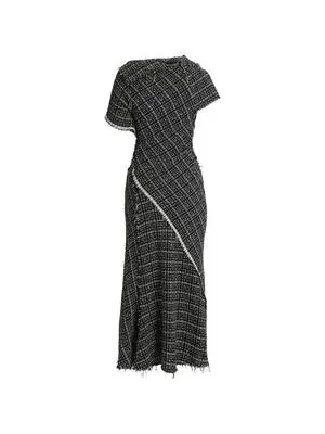 Erdem Asymmetric Tweed Maxi Dress