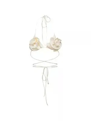 Magda Butrym Floral-applique Halterneck Bikini Top