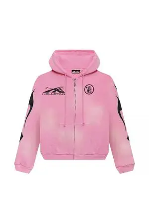 HELLSTAR Flame-print Zip-up Hoodie - Pink