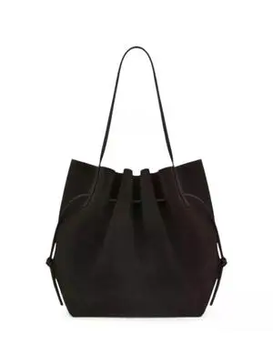 Yuzefi Scallop Draped Suede Shoulder Bag - Brown