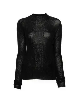 Pinko Ribbed-knit Long-sleeve Sweater - Black