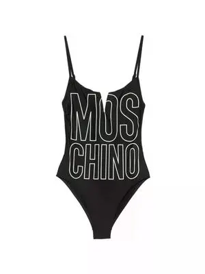 Moschino Print V-neck Swimsuit - Black