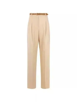Max Mara Belted Pleated Trousers - Neutrals