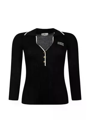 Elisabetta Franchi Ribbed-knit Logo-embroidered Sweater - Black