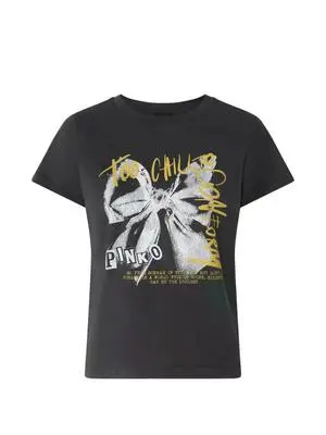 Pinko Bow Print Logo T-shirt - Grey