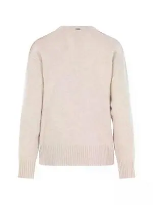 Herno Bouclé-band Ribbed-trim Wool Sweater - Neutrals