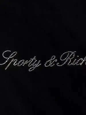 Sporty & Rich Crystal Logo Embellished Cropped Tank Top