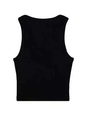 Sporty & Rich Crystal Logo Embellished Cropped Tank Top