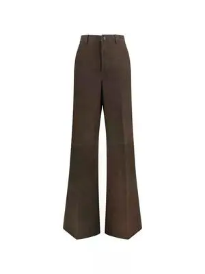 Rick Owens Wide-leg Panelled Suede Trousers - Brown