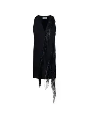 Sportmax Spxgalosce Fringe-trimmed Sleeveless Mini Dress - Black