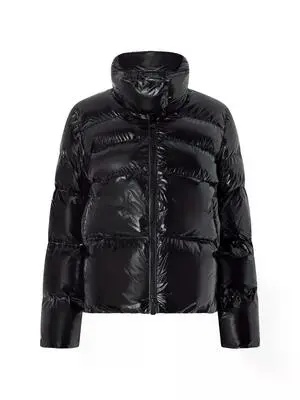 Pinko Quilted Glossy Jacket With Funnel Neck And Logo Detail - Black