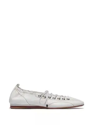 Bernardo Lace-up Billie Ballet Flats - White
