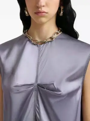 Marni Satin Sleeveless Dress With Ruched Detailing