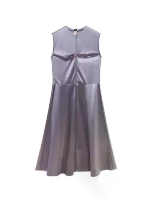 Marni Satin Sleeveless Dress With Ruched Detailing - Purple