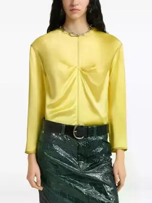 Marni Long-sleeved Satin Top With Contrast Stitching