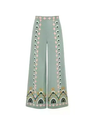 TEMPERLEY LONDON Rosalba Embroidered Trousers - Green