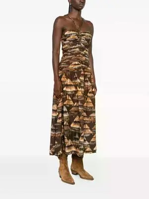 Farm Rio Ruched Halterneck Midi Dress