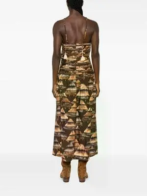 Farm Rio Ruched Halterneck Midi Dress