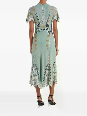 TEMPERLEY LONDON Embroidered Scalloped-edge Midi Dress - Green