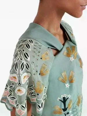TEMPERLEY LONDON Embroidered Scalloped-edge Midi Dress - Green