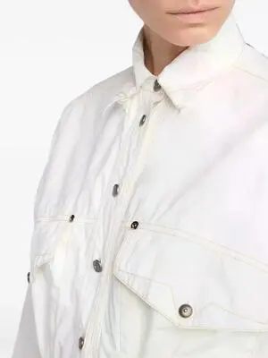 Versace Poplin Button-up Gathered-waist Mini Dress