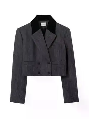 Claudie Pierlot Cropped Herringbone Blazer - Grey