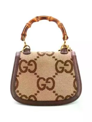 Gucci Bamboo 1947 Top Handle Bag Jumbo Gg Canvas Mini Crossbody Bag - Brown