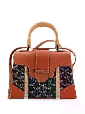 Goyard Structured Saigon Top Handle Bag Coated Canvas With Leather Mini Satchel - Black