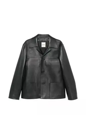 Sandro Button-up Leather Jacket - Black