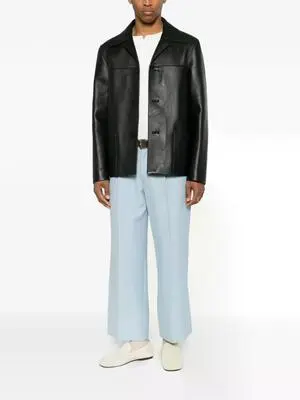 Sandro Button-up Leather Jacket