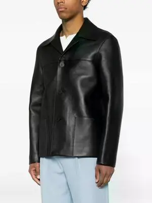 Sandro Button-up Leather Jacket