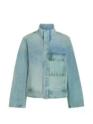 NILI LOTAN Funnel-neck Patch-pocket Denim Jacket