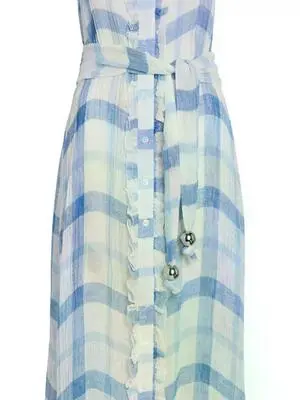Lisa Marie Fernandez Check Ruffled Maxi Dress - Blue