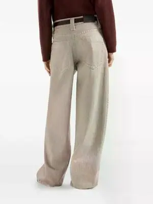 Brunello Cucinelli Lamé-denim Baggy Trousers With Monili